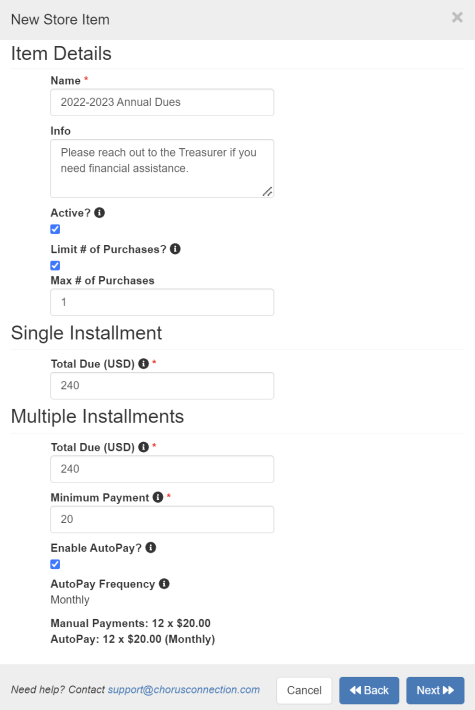 Adding Items to the Member Payments Store